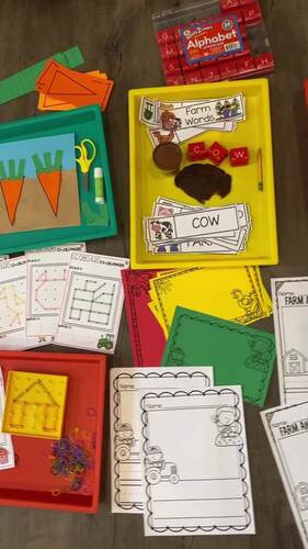 Farm Math and Literacy Centers for Preschool, Pre-K, and Kindergarten