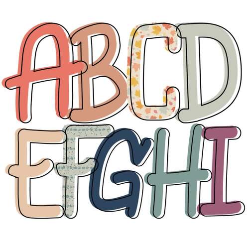 Pastel Doodle Alphabet fall, Autumn bulletin board letters font for ...
