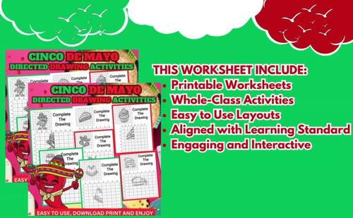 May Cinco De Mayo Directed Drawing Activities 2nd,3rd,4th,5th,6th,Grade