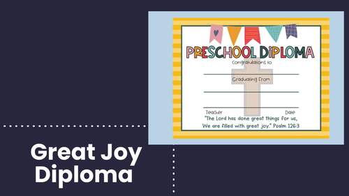 Preschool diploma - Religious - cross by Joy and Sunshine Collective