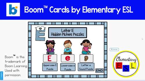 Letter E BOOM Cards w/ Audio: Letter ID & Short e Letter Sound Practice