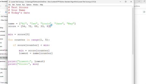 Finding Minimum in Python– Algorithm Coding for Middle & High school learners