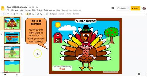 Build a turkey - Digital Thanksgiving Activity for Google Slides