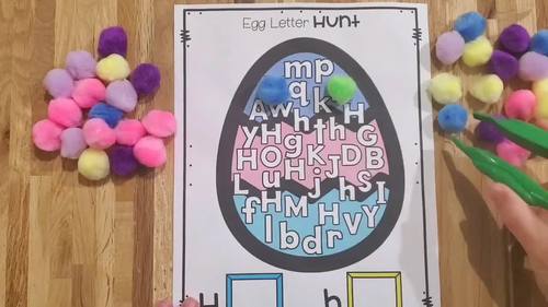 EASTER Egg Letter Hunt - Uppercase and Lowercase - Math Centers, Fine motor