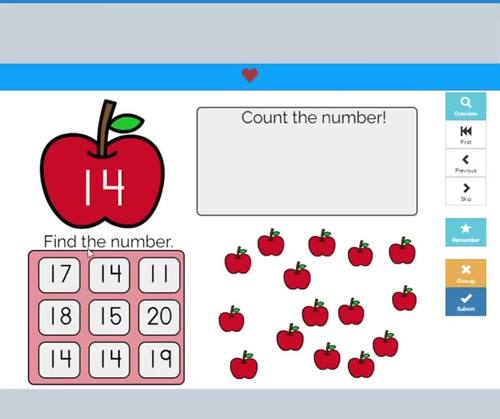 Apple Themed Counting Cards 1-20 Boom Cards™ (Distance Learning)