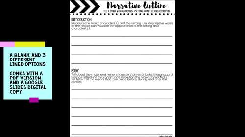 Narrative Writing Outline PRINTABLE & DIGITAL by Presley's Print-ables