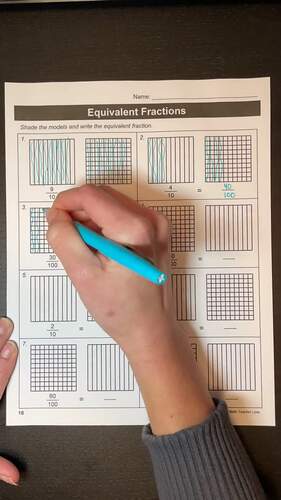Equivalent Decimals and Fractions in Tenths and Hundredths with Visual ...