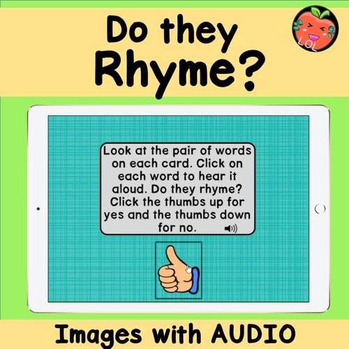 Rhyming Pairs Boom cards with audio by LOL - Life of Learning | TpT