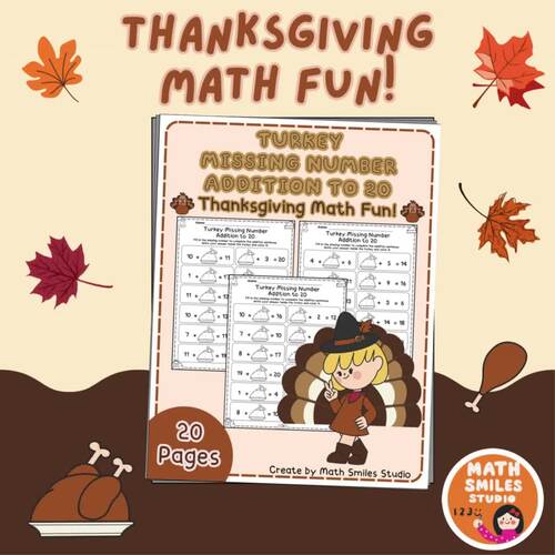 Turkey Missing Number Addition to 20 | Thanksgiving Math Fun | 1st-2nd ...