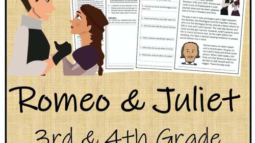 Romeo and Juliet Close Reading Comprehension Activity | 3rd Grade & 4th ...