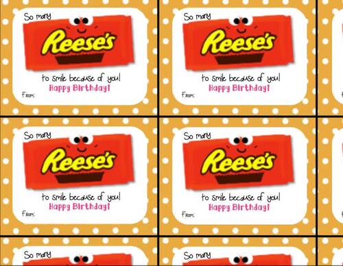 Reese's Chocolate Birthday Gift Tag-So many Reeses to smile because of ...