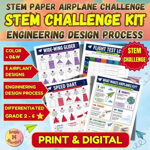 STEM Paper Airplane Challenge Kit, Engineering Design Process Activity ...