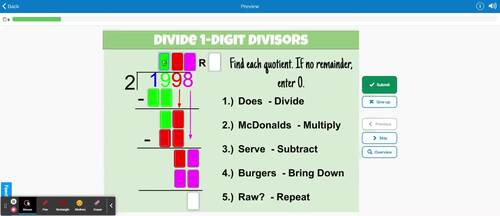 5th Grade Divide Whole Numbers by 1 Digit Divisors Boom Card Activity