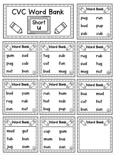 Short u, CVC Word Scramble, Beginning, Middle, End, Letter Sound Worksheets
