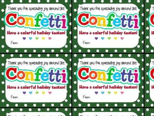 Confetti Brownies Winter Holiday (Christmas) Gift Tag- Thank you for ...