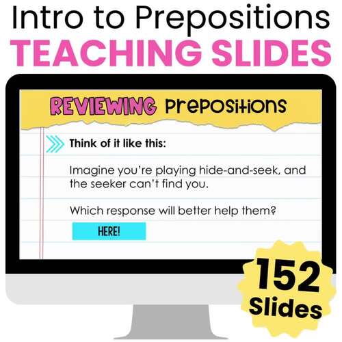 Introduction to Prepositions - 4th-5th Grade Grammar Teaching Slides
