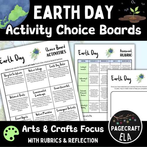 Earth Day Arts & Crafts Activity Choice Boards with Teacher and Student ...