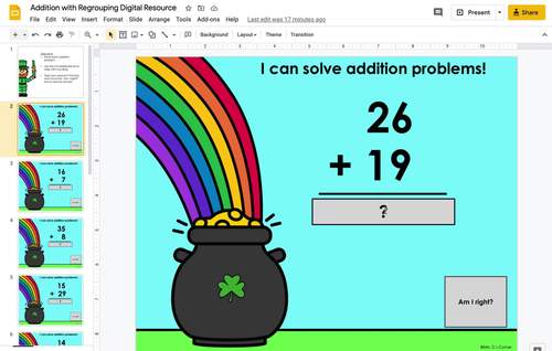 Saint Patrick's Day Addition with Regrouping Digital Activity| Distance ...
