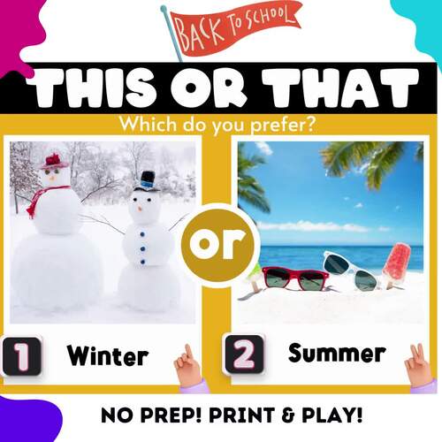 BACK TO SCHOOL ICEBREAKER, THIS OR THAT GAME by Teaching From Square One