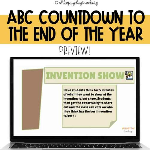 ABC Countdown To Summer. End of School Year Activities. Editable