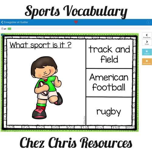 40 Sports Vocabulary Words with Boom™ Cards - Look and Choose - Deck 2