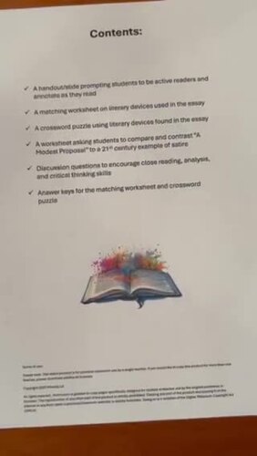 Complete High School ELA Lesson on Jonathan Swift's "A Modest Proposal"