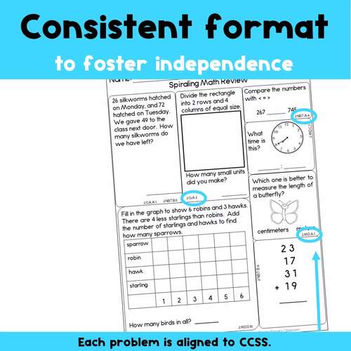 February & Year Morning Work 2nd Grade Daily Math Spiral Review Packet ...