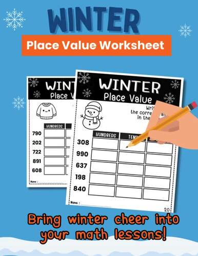 Winter Place Value Worksheet | Hundreds, Tens, and Ones | 3-Digit Number