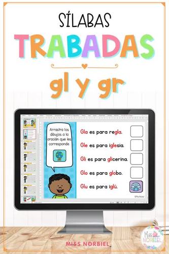 Sílabas trabadas gl y gr | Digital Blends in Spanish for Google Slides™