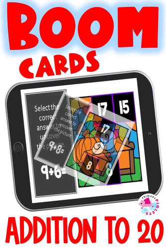 Thanksgiving Math Boom Cards Addition Facts Turkey & Pumpkin Pie