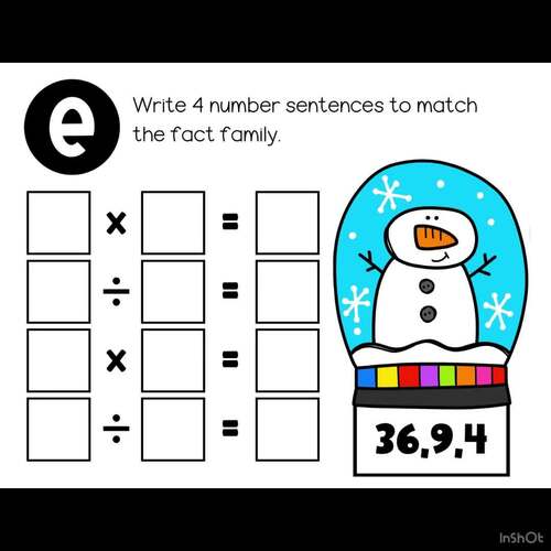 Winter 3rd Math Grade Multiplication and Division Mixed Facts Task Cards