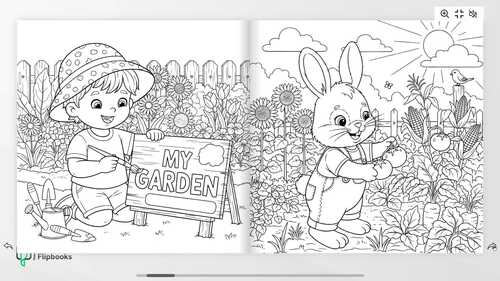 Summer Gardening Coloring Book for Kids – Fun Garden Scenes, Vegetables.