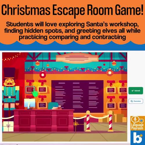 Compare and Contrast Christmas Santa's Workshop BOOM CARD Escape Room Game
