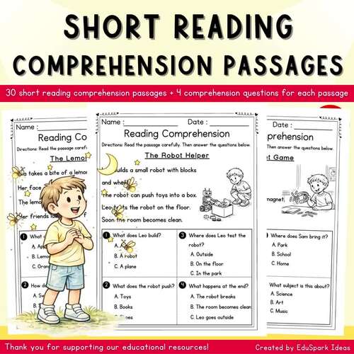 Reading Comprehension Passages Grade 2 | Short Stories with Questions