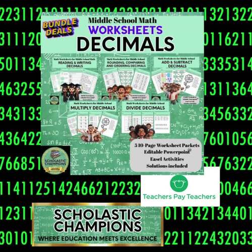 DECIMALS * Worksheet Bundle for Middle School Math * 4th/5th/6th Grade