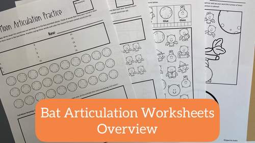 Bat Themed Articulation Worksheets and Activities for Speech Therapy No ...