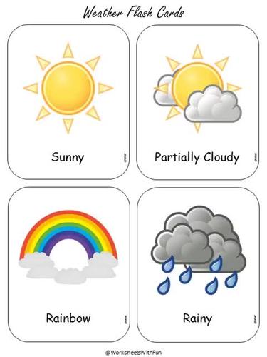 Weather Cards, Kindergarten Weather Vocabulary Display Cards, Science ...