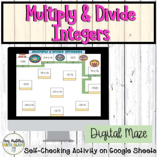 Multiplying and Dividing Integers Activity Digital Maze | TPT
