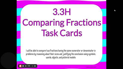 Compare Fractions Task Cards with Models and Words [TEKS 3.3H} by ...