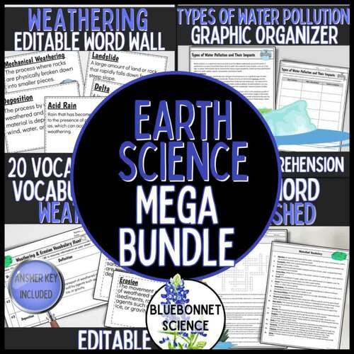 Earth Science Bundle Weathering Watersheds by Bluebonnet Science