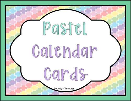 Pastels Calendar Cards *Editable* by Cindy's Treasures | TPT