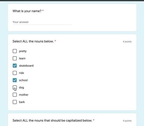1st Grade Grammar Google Form Self Grading Assessment Bundle by Primary ...