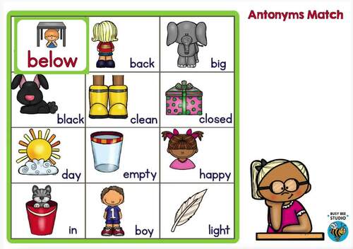 OPPOSITES ACTIVITIES ELA BOOM CARDS MATCHING WORD TO PICTURE ANTONYMS ...