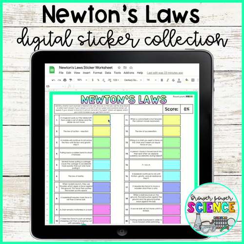 Newton's Laws Digital Worksheet by Brower Power Science | TPT