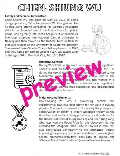 Chien-Shiung Wu Doodle Notes and Review | Women in STEM | Famous Scientists
