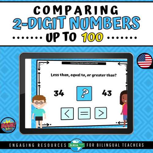 Boom Cards™ COMPARING 2-DIGIT NUMBERS to 100 | 1st Grade Math Summer ...