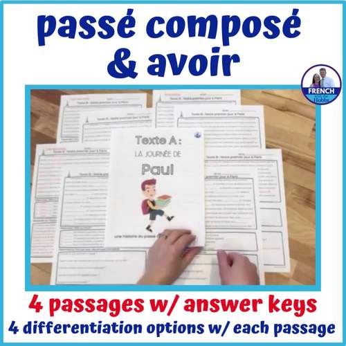 French passé composé avoir Reading Passages & Comprehension Questions