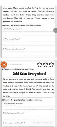 St. Patrick’s Day Reading Comprehension | Rainbow & Pot of Gold Passages