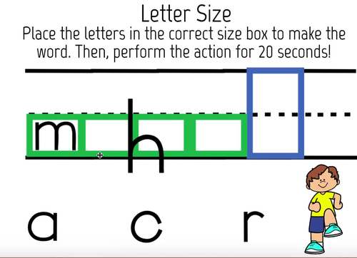 Occupational Therapy Teletherapy: Letter Size Sort AND MOVE! Gif Boom Cards