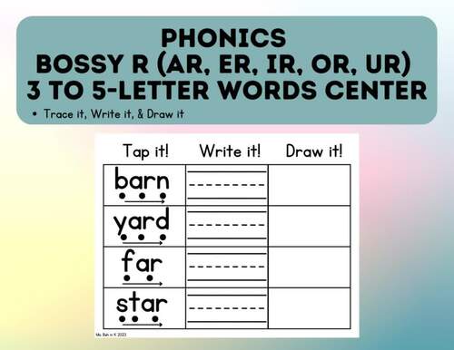 Bossy R Phonics Center (Tap it, Write it, Draw it) - ar, er, ir, or, ur